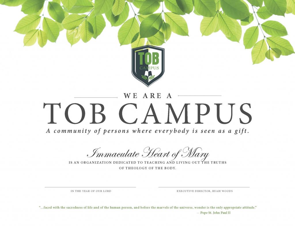 TOB Campus Certificate Tree IHM | Ruah Woods Institute